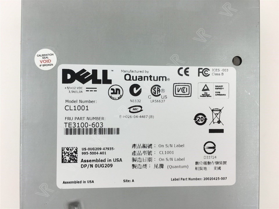 Dell Quantum CL1001 SCSI Server Tape Drive Internal Data UG209 0UG209 ...