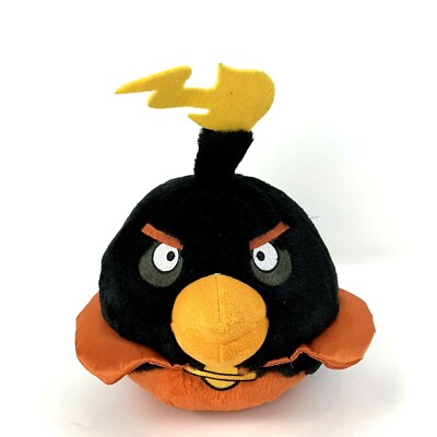 Black Angry Bird "Bomb" 8" Plush Soft Toy Embroidered Stuffed Animal ...