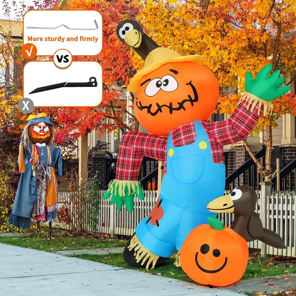 COMIN 6 FT Thanksgiving Inflatable Decorations Crow Fall Harvest ...