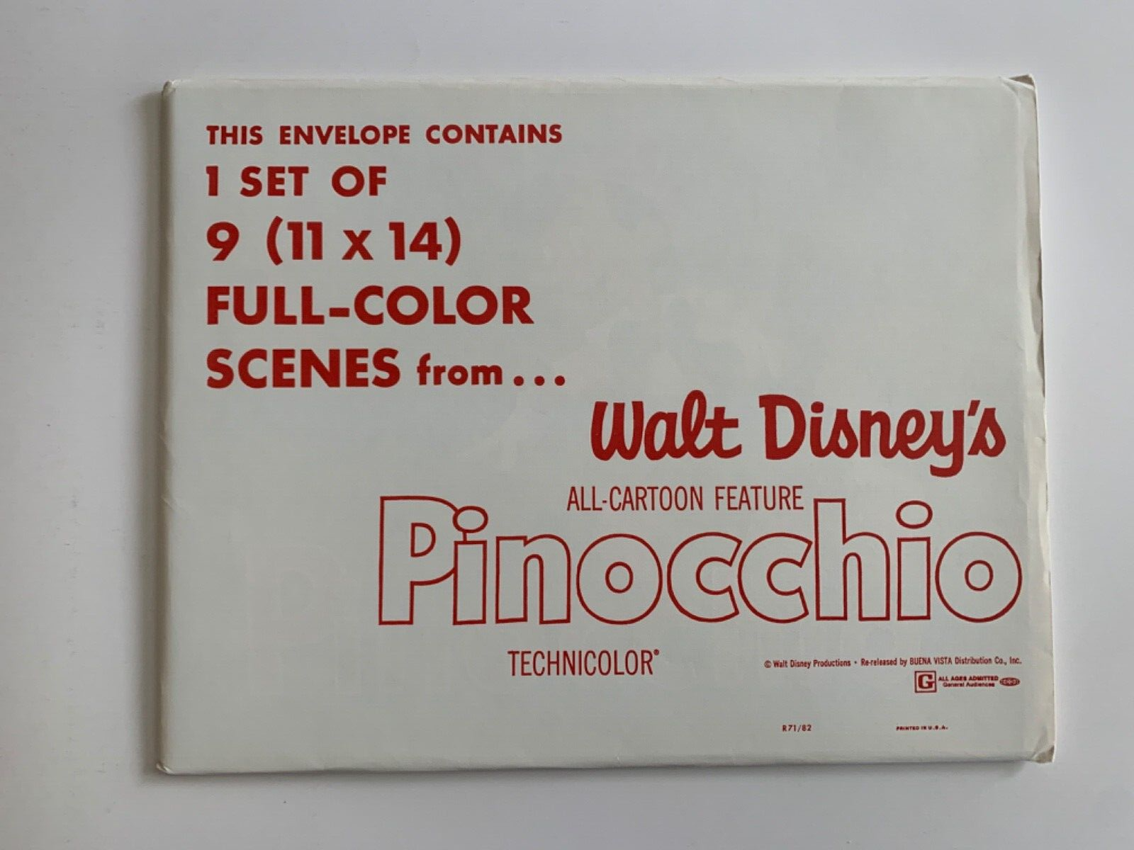 WALT DISNEY'S PINOCCHIO MOVIE LOT OF 9 LOBBY CARDS includes TITLE CARD ...