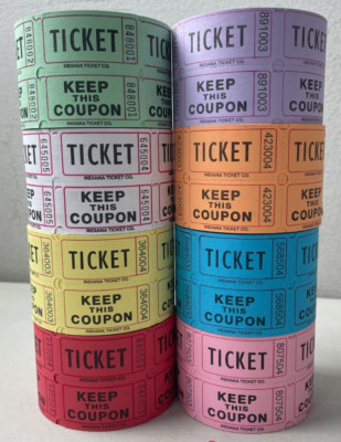 Raffle Tickets Roll of 500 Double Stub as Pictured Split The Pot 50/50 ...