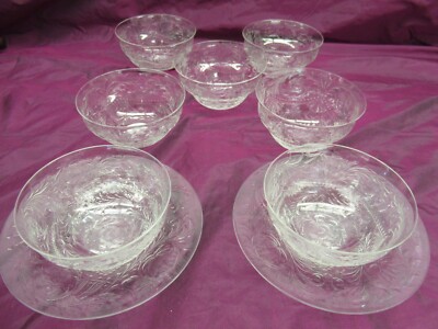 9pc Antique Webb Corbett spider web cut glass crystal bowls & under ...