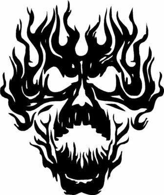 Vinyl Decal Flaming Skull Motorcycle Helmet Gas Tank Flames Car Truck ...
