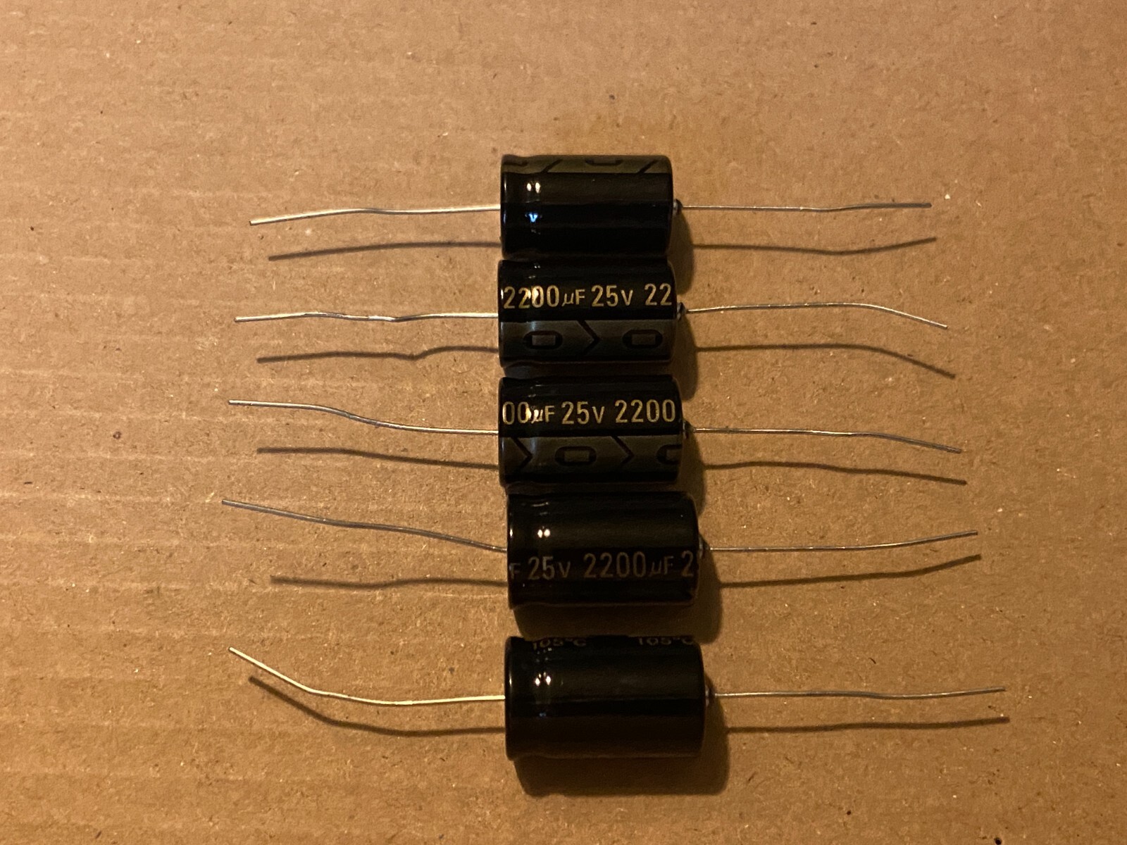 5pc Electrolytic Capacitor Axial 2000hr 105℃ RoHS 2200uF 25V φ13x26mm ...