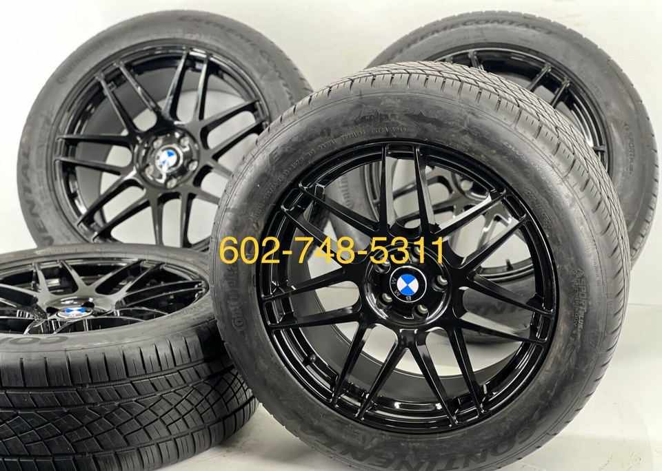 4 WHEELS RIMS TIRES BMW RIMS WITH CONTINENTAL TIRES 80% REMAIN TREAD ...