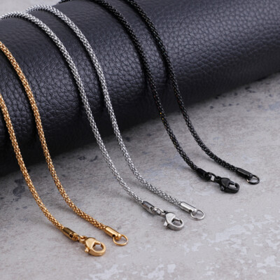 Black Stainless Steel (316L) 18 Inch 2 mm Popcorn Neck Chain Necklace ...