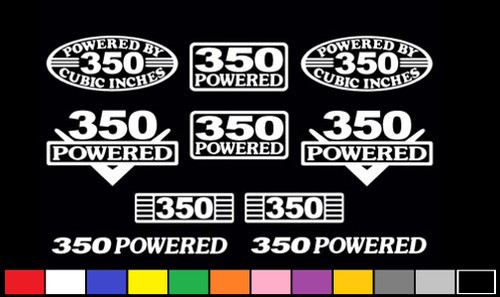 10 DECAL SET 350 CI V8 POWERED ENGINE STICKERS EMBLEMS SBC 5.7 L VINYL ...