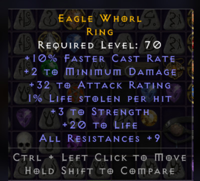 Diablo 2 Resurrected D2R - 10% fcr ring with str/life/all res -SC - PC ...