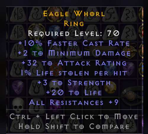 Diablo 2 Resurrected D2R - 10% fcr ring with str/life/all res -SC - PC ...