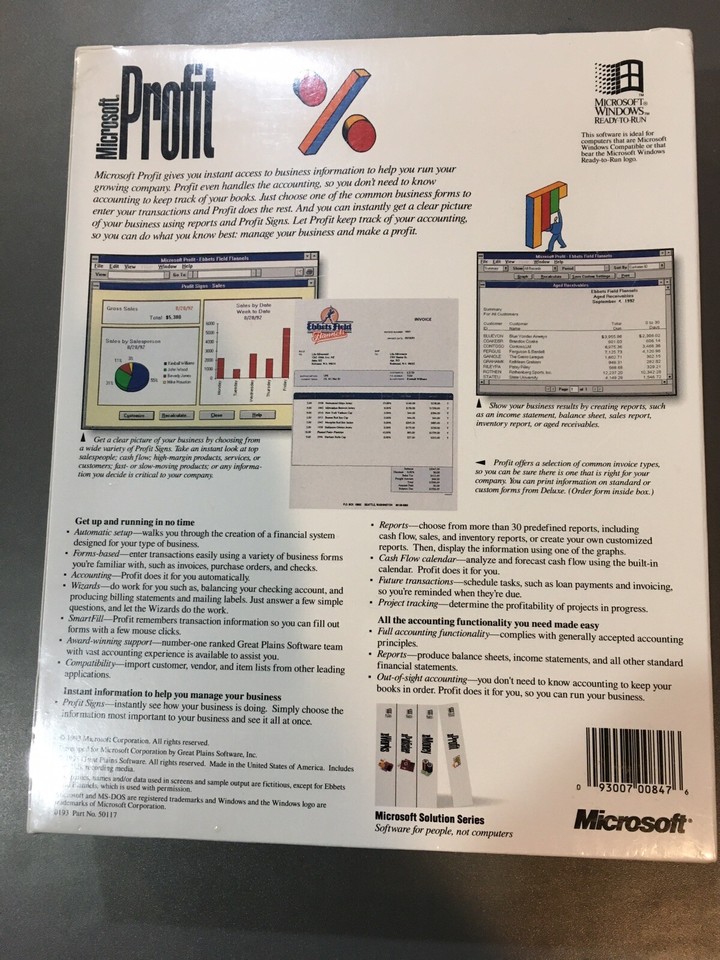 Rare SEALED Microsoft Profit Business Management Accounting Software ...