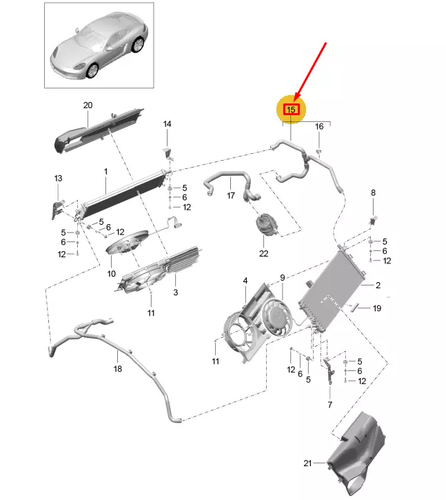 Original PORSCHE 718 Boxster Cayman 982 Kühlmittelschlauch 982121036C ...