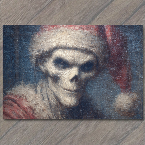 Art Print Skeleton Santa Creepy Claus Dark Christmas Skull Holiday ...