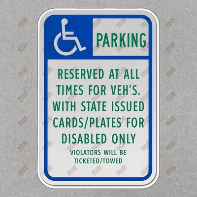 Handicap Parking Sign Reserved for Disabled Vehicles Compliant Safety ...