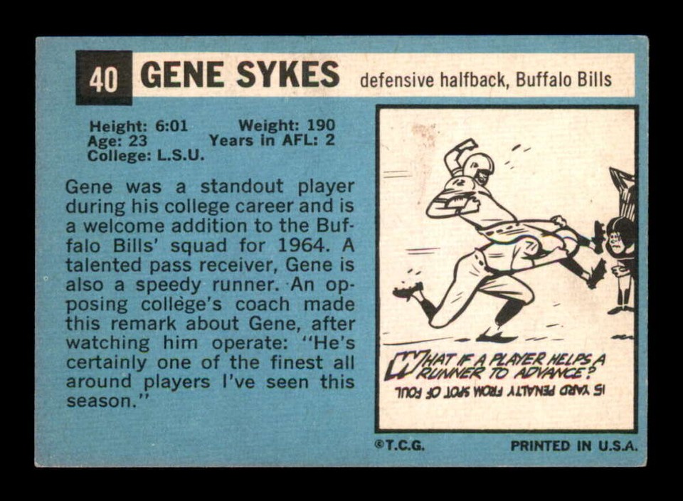 1964 Topps #40 Gene Sykes RC EXMT/EXMT+ X3101423 | eBay