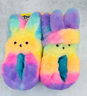 Tie-Dye Peeps Easter Bunny Slippers & Headband Set Girls Size M (13-1 ...
