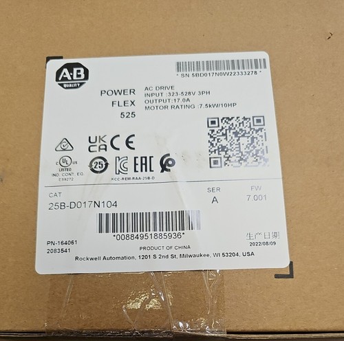 AB 25B-D017N104 PowerFlex 525 AC Drive 480V 7.5KW 2023 **NEW FACTORY ...