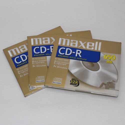 Set of Three Maxell Branded Gold Surface CD-R 650 MB 1-12X | eBay
