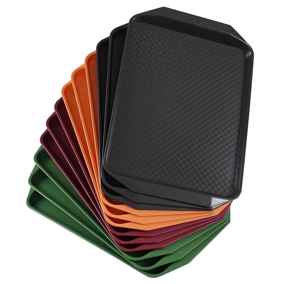 Colorful Plastic Rectangular Tray Fast Food Serving Tray with Handles ...