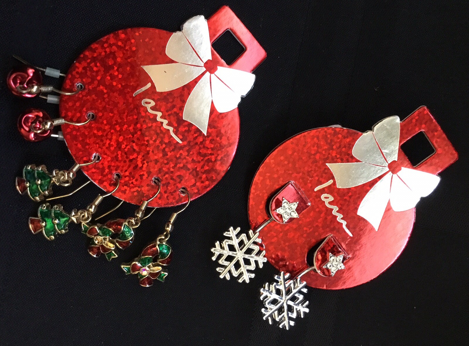 Christmas Holiday Dangle Earring Lot Bells Candy Canes Snowflakes Trees ...