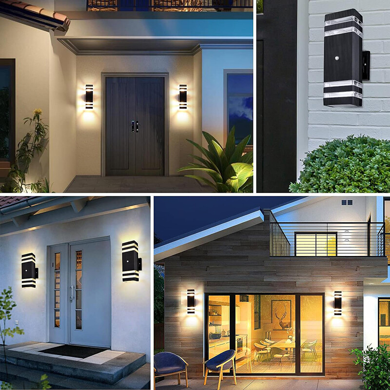 Modern LED Up Down Wall Light Outdoor Dual Wall Lamp Fixture Dusk to ...
