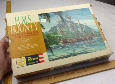 HMS Bounty sailing ship Model kit 1961 Revell H-286:298 cut box | eBay
