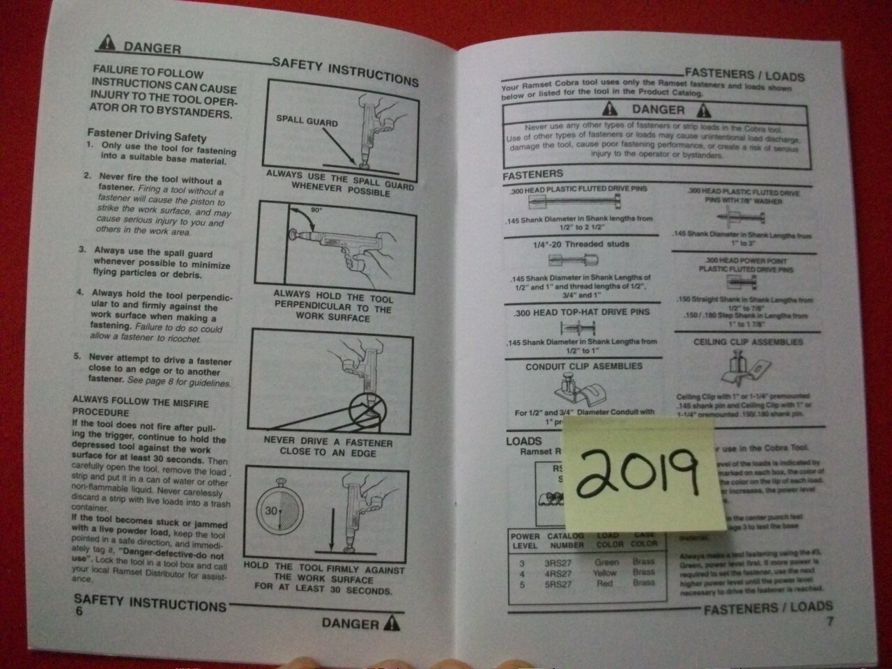 RAMSET / RED HEAD FASTENING COBRA TOOL SAFETY & OPERATING INSTRUCTION ...