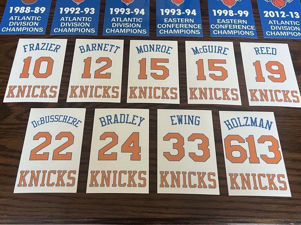 3 SIZES- New York KNICKS Championship & Retired # Decal Banners Man ...