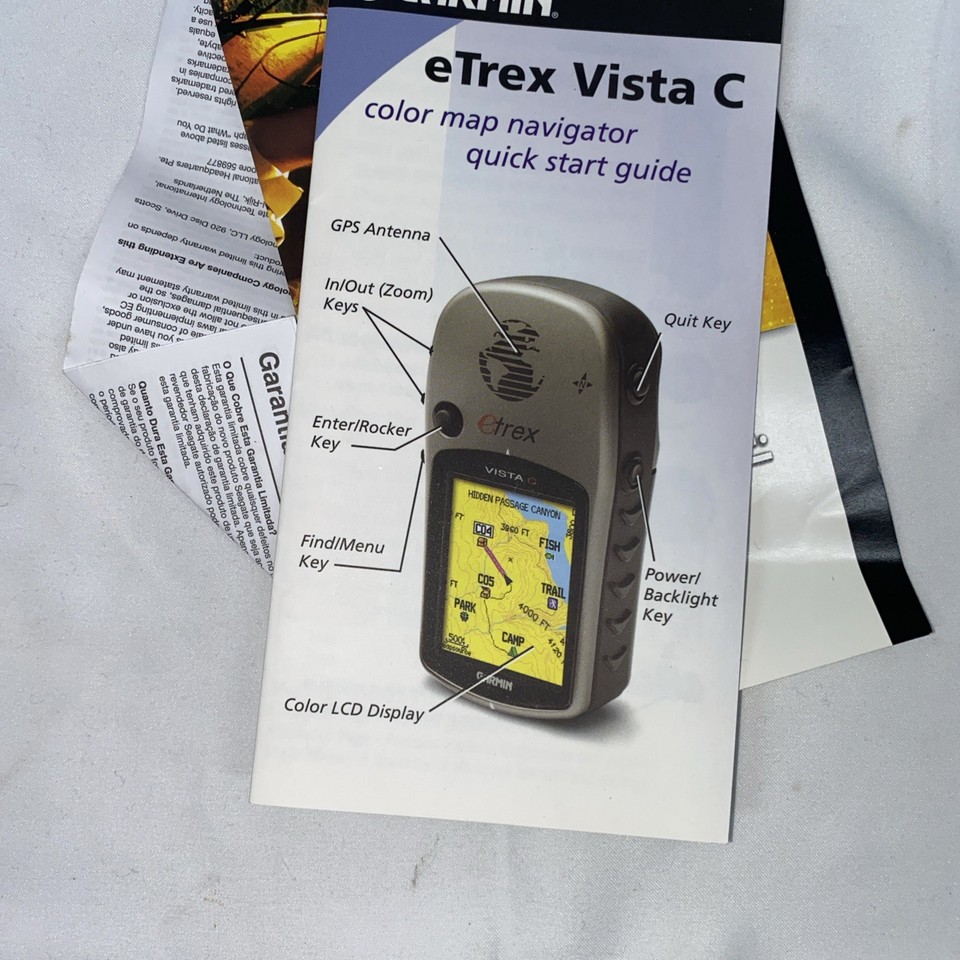 Garmin eTrex Vista C Hiking GPS w/ Case 12v Adapter Map Software Etc ...