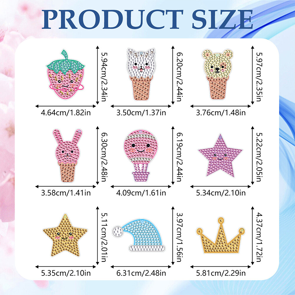 10pcs Diamond Art Key Rings Art Craft 5D Hanging Ornaments DIY Bag ...