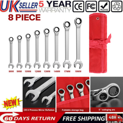 Ratchet Spanner Wrench Set 8 Metric Combination Ratcheting Spanners 8 ...