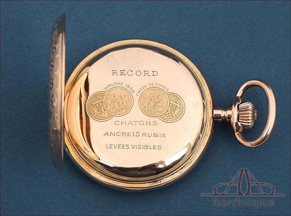 Antique 18K Gold Record Pocket Watch with Geneva Dial. Switzerland ...