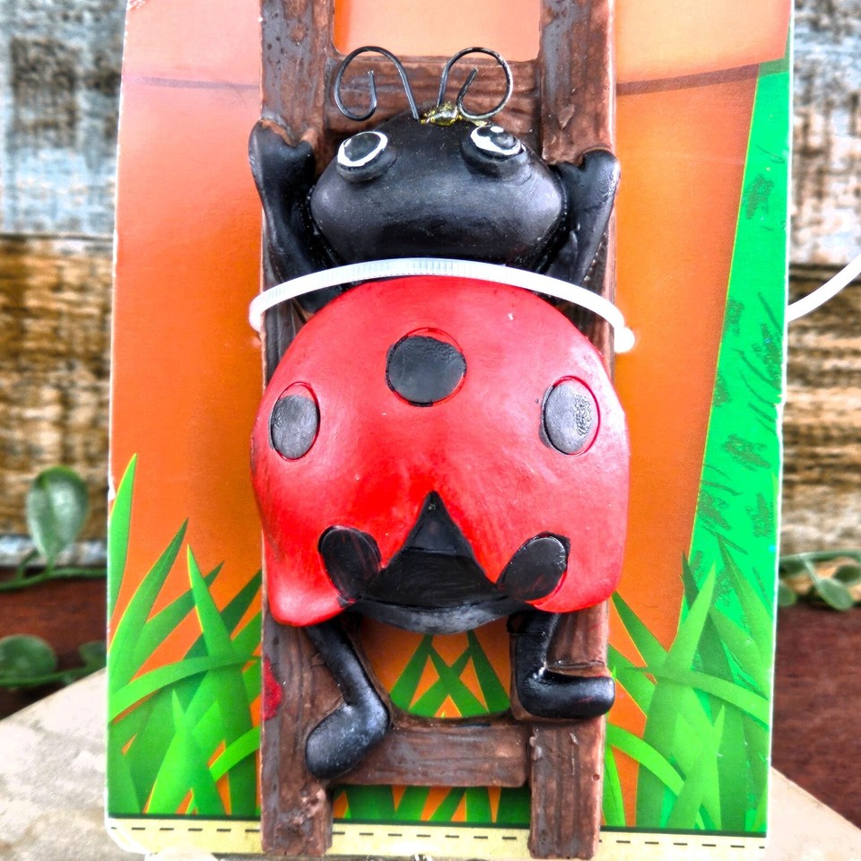 Flower Pot Hugger Lady Bug Hanger Resin Red Flower Garden Decoration ...