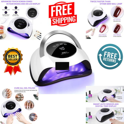 Nail Lamp for Gel Polish UV LED Ultra Fast Nail Dryer Kit 120W Lamps ...
