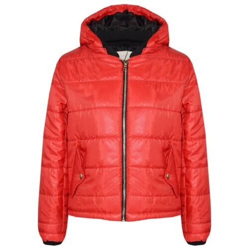 Girls Jacket Kids Bella High Shine Red Hooded Padded Quilted Puffer ...