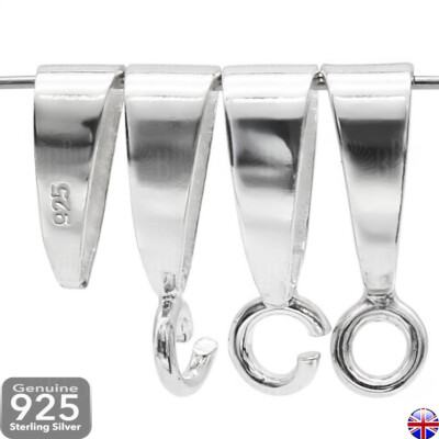 925 Sterling Silver PENDANT BAILS 8mm & 12mm Necklace Jewellery Making ...