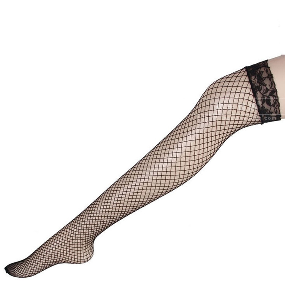 Lace Topped Thigh High Hot Sexy Ultrathin Sheer Fishnet Stocking Hold ...