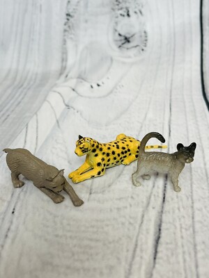 Wild Cats Miniature Pet Figures Lot Of 3 Realistic Animals Cheetah ...