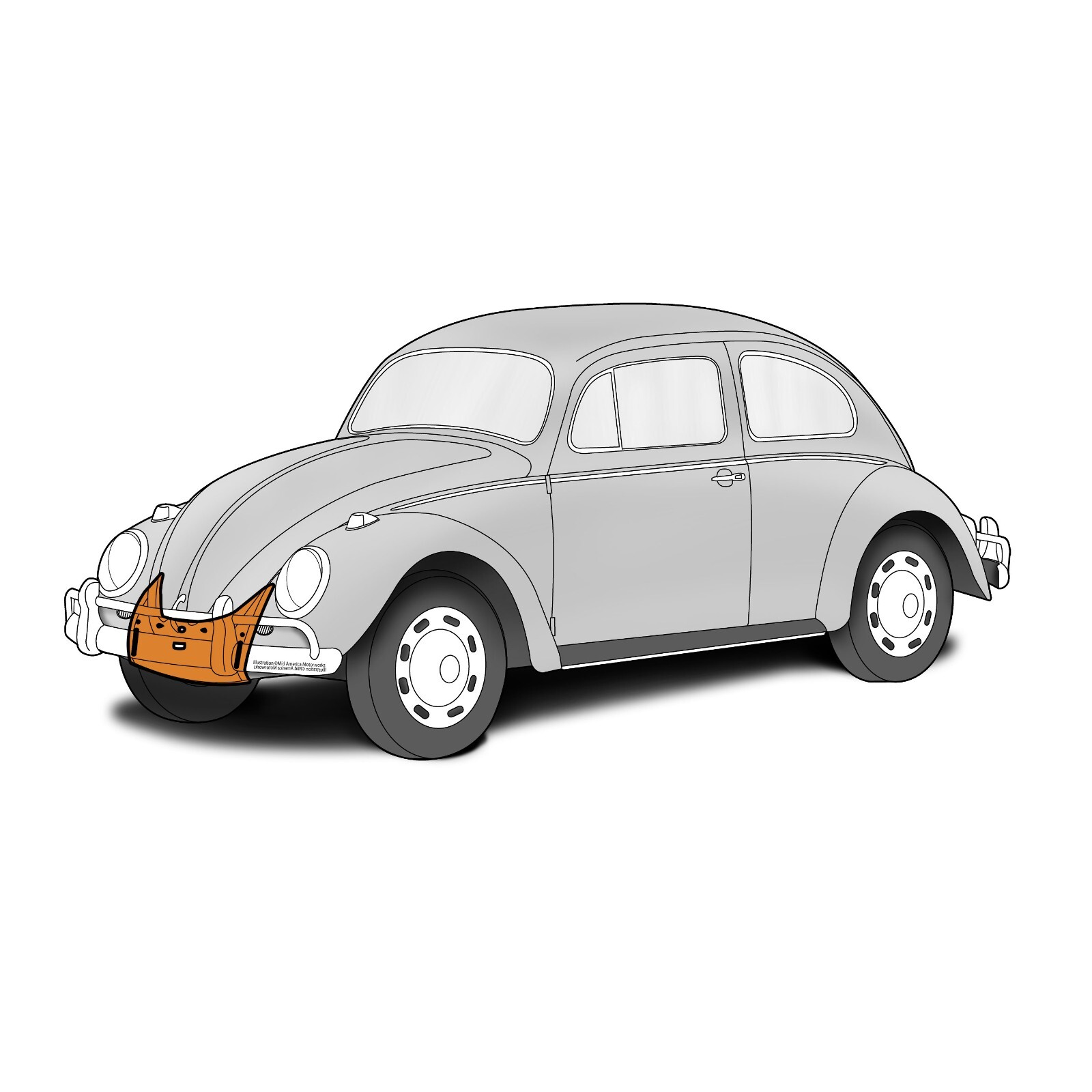 Front Apron Body Panel with Bumper Overrider Holes for 1958-67 Type 1 ...