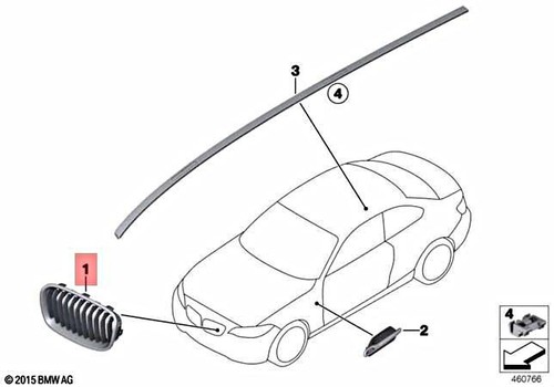 Genuine BMW F20 F21 Front Radiator Kidney 116 ED Grille Left OEM ...