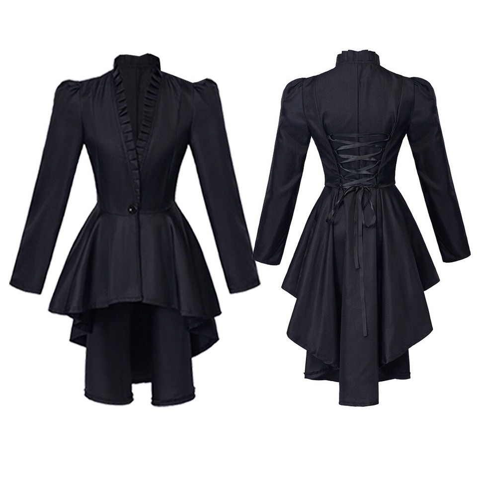 Women Retro Frock Coat Victorian Steampunk Women's Jacket Casual Lady ...