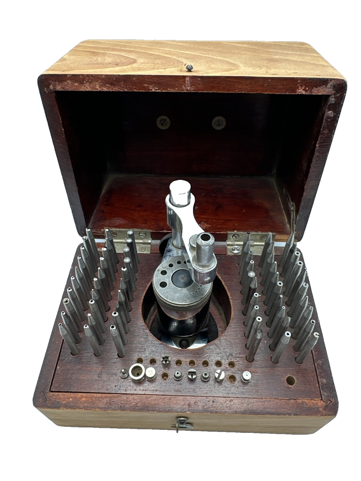 VINTAGE LOUIS LEVIN & SON WATCHMAKER STAKING REPAIR TOOL KIT WITH K&D ...