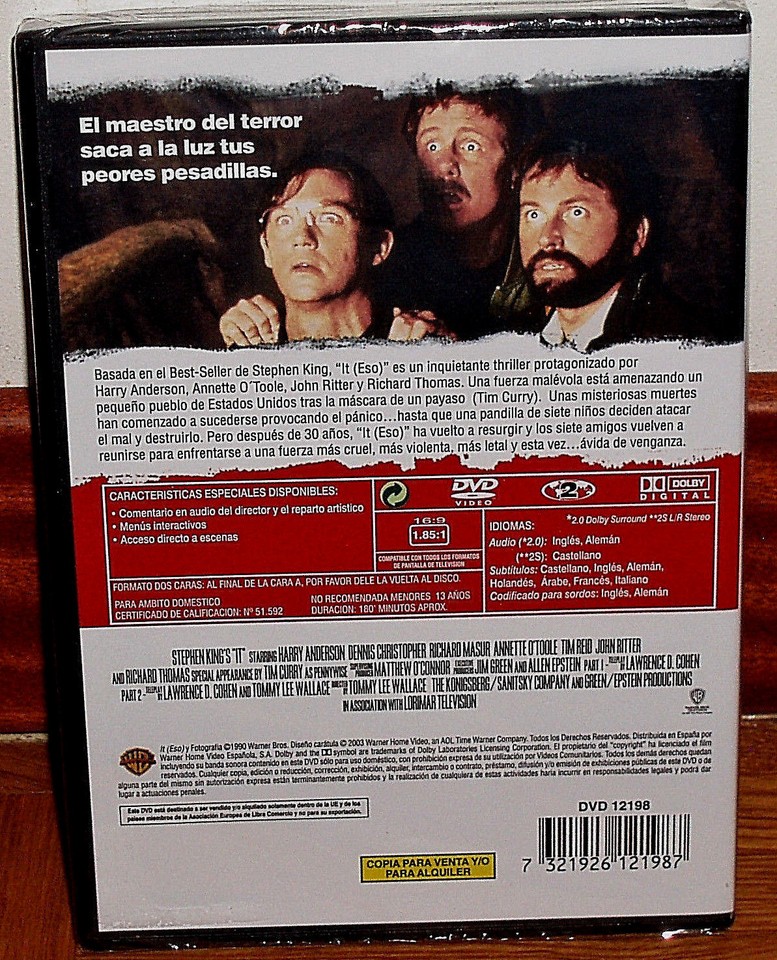IT (ESO) DVD NUOVO SIGILLATO TERROR CLASSICO DI STEPHEN KING R2 | eBay