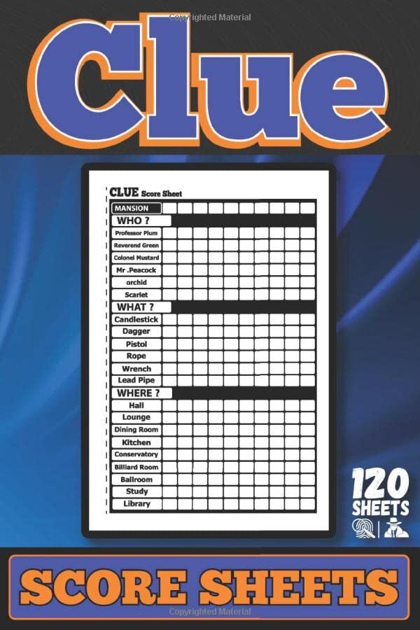 Clue Game Sheets