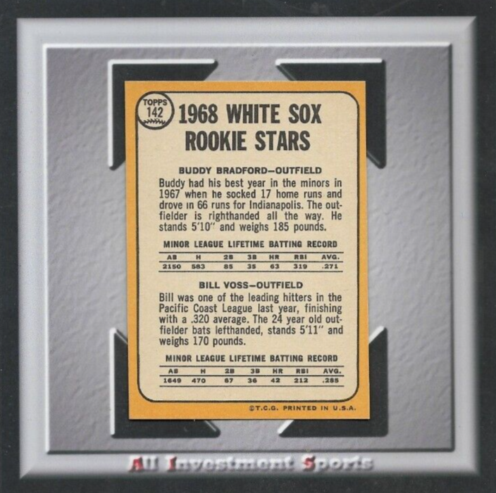 1968 Topps BUDDY BRADFORD BILL VOSS #142 NM-MT **Chicago White Sox ...