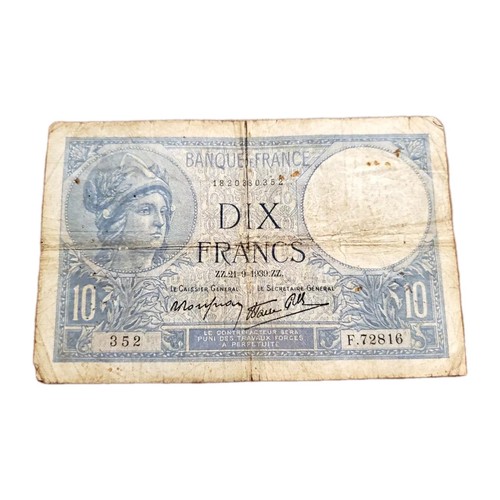 French 10 Dix francs bill note banknote 1939 RARE | eBay