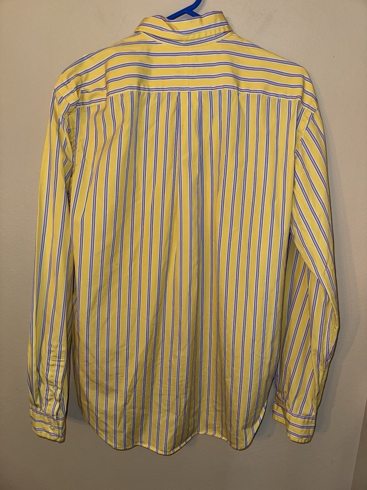 Ralph Lauren Men's Large Yellow Stripe Long Sleeve Button Down Shirt ...