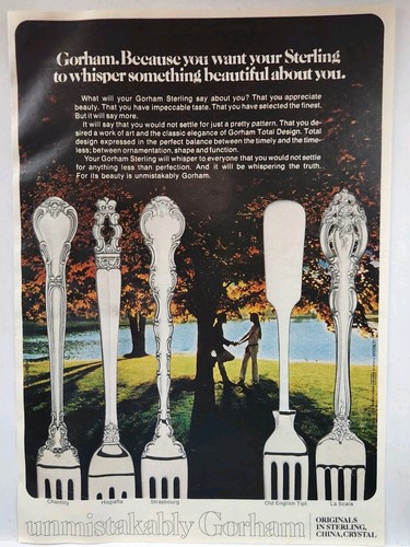 1974 Gorham Sterling Flatware Vintage Print Ad Man Cave Poster 70s | eBay