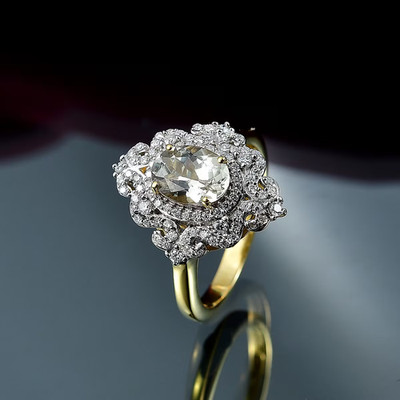 Color-Changing Turkizite & Moissanite Ring 2.15ctw 18K Vermeil ...