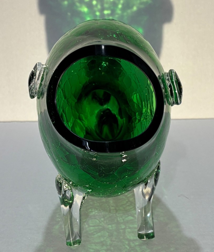 Blenko Glass 5433C Guppy Fish Vase Clover Crackle W/label 1st Quality ...
