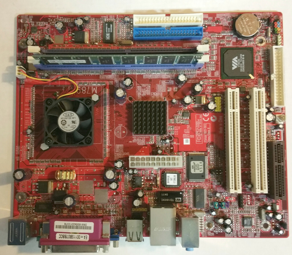 M789 V1.2 Motherboard with 512MB RAM, uATX, Via C3 1500+ 800MHz ...